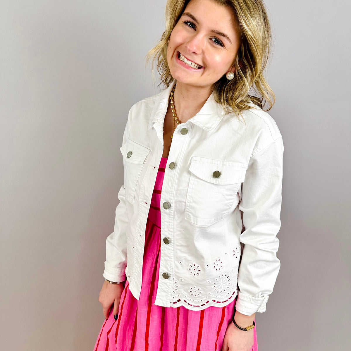White Eyelet Scallop Jacket – Scarpa Alta