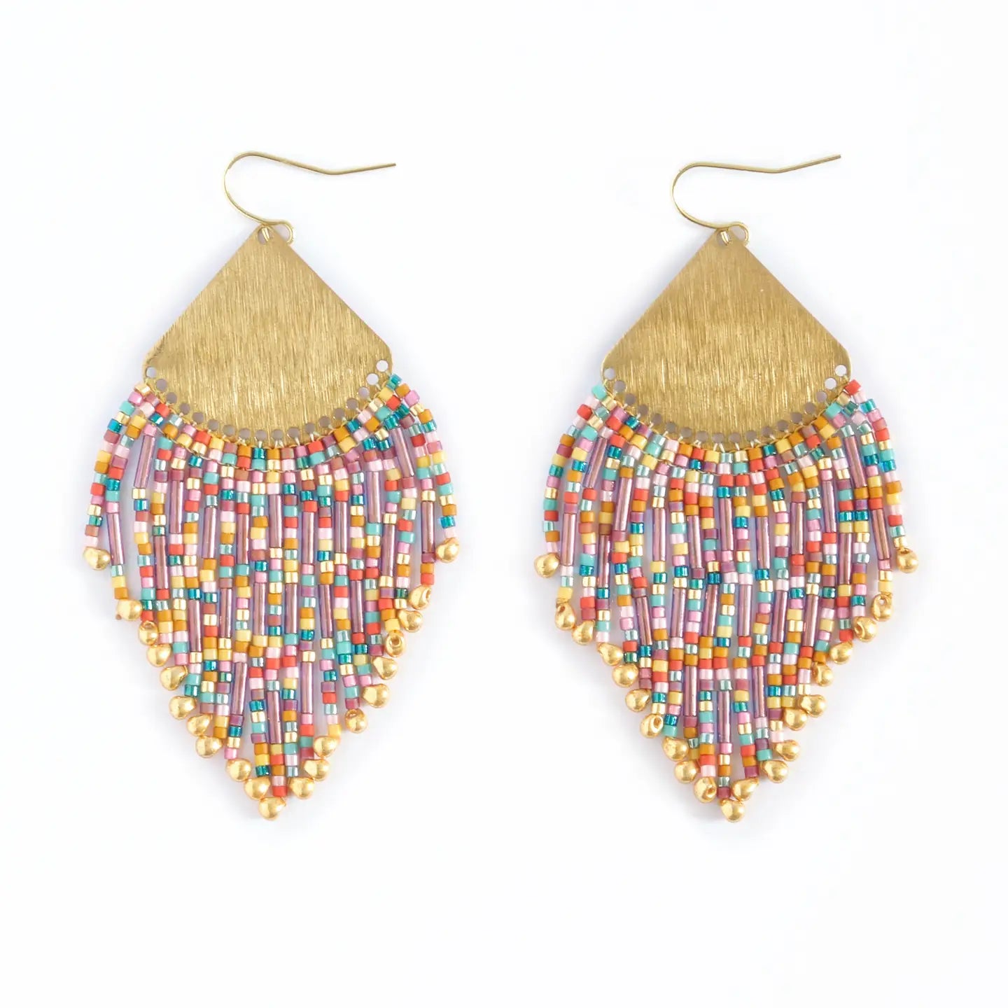 Confetti Fringe Earrings Purple/Rust – Scarpa Alta