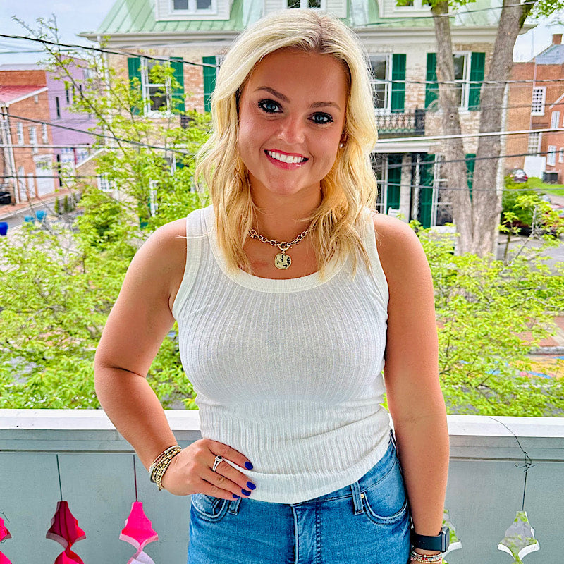 Cooper Sweater Rib Tank White – Scarpa Alta